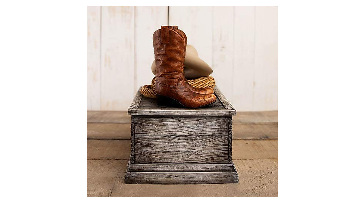 Custom Engraved Cowboy Boots Cremation Urn | Rustic Memorial Tribute