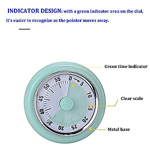 Kitchen Timer Magnetic, Kitchen Cooking Timer Reminder, 60 Minute Visual Countdown Timer No Battery Required Magnetic Baking Time Management Timer (Green)