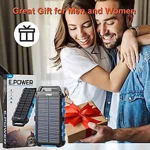 Ryoko Solar Charger Power Bank 20000mAh, Solar Phone Charger with Dual USB 5V Output, 10 LED Flashlights, Waterproof Outdoor Battery Pack for iPhone, Samsung, Switch, Tablet