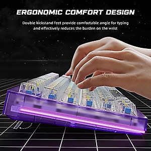 AULA Mechanical Gaming Keyboard, Wireless RGB Gaming Keyboard with Transparent keycaps, Support Hot Swappable and Programmable Macro Functionality, 2.4G & BT5.0 & USB-C, Blue Switch