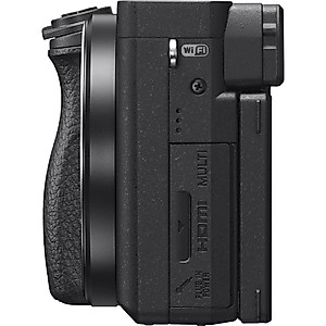 Sony a6400 Mirrorless Camera (ILCE-6400/B) + 64GB Card + Card Reader + Case + Flex Tripod + Hand Strap + Memory Wallet + Cap Keeper + Cleaning Kit (Renewed)