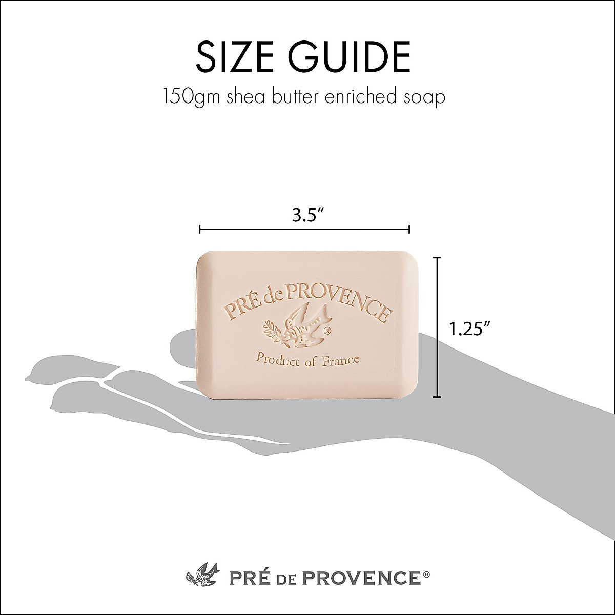 Pre de Provence Artisanal French Moisturizing Soap Bar, Shea Butter Enriched, Quad Milled for Long Lasting Rich Smooth Lather, 5.3 Ounce, Rose Petal