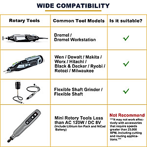 Rotary Tool Accessories Kit, Craftforce 545pcs Rotary Bit Compatible with 1/8" Shank Dremel Tool & Flex Shaft Grinder for Cutting Grinding Sanding Carving Polishing Engraving for Wood, Glass, Metal
