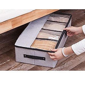 Shoe Storage Organizer,Underbed Shoe Storage Box,Transparent Box for Shoes,Underwear,Clothes,Boot Storage Organizer,Darkgrey