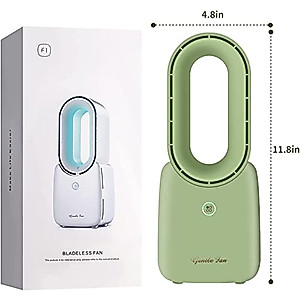 let'me Desk Fan, 11.8 Inch Portable Bladeless Fan Small Personal Cooling Fan with 5 Colors Touch Control LED Light, Quiet USB Table Fan for Home, Office, Bedroom Summer Gift