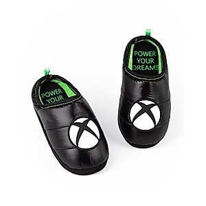 Xbox Slippers Boys Kids Teens Game Console Logo Green Black Shoes 2.5 US