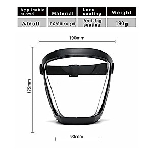 PONGDUDO Protection Full Face Shield Safety Protective Splash Anti Fog Clear Mask Shields Hd Plastic Transparent Reusable Adult Unisex (1PC BLACK)