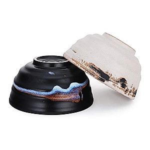 Hinomaru Collection Zen Living Japanese Minoyaki Porcelain 6.25 Inch Noodle Bowls Set of 2 Traditional Earthenware Reactive Glaze Multi Purpose Household Use Restaurant Supply Made in Japan