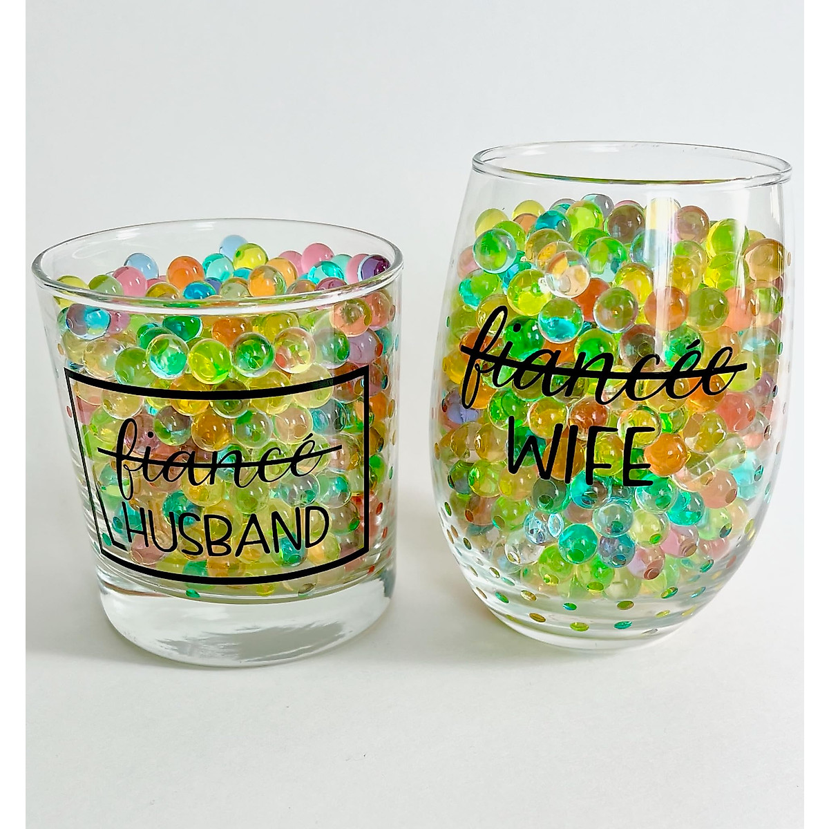 COOL AF Wedding Gift Glass Set For Bride and Groom - Mr and Mrs Whiskey and Wine Glass Gift Set - Engagement Gift for Couples and Newlyweds - Husband and Wife