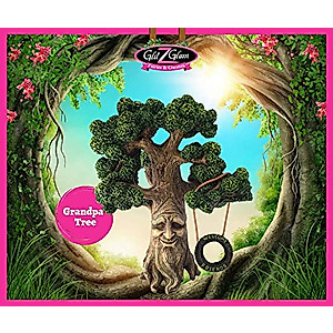 Fairy and Garden Gnome Tree - Enchanted Grandpa Miniature Tree with Removable Glow in The Dark Welcome Sign for Fairies and Lawn Gnomes