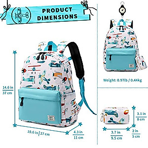 Mairle Little Kids Backpack Preschool Kindergarten School Bag for Boys and Girls with Chest Strap, Glider Print, White/Light Blue