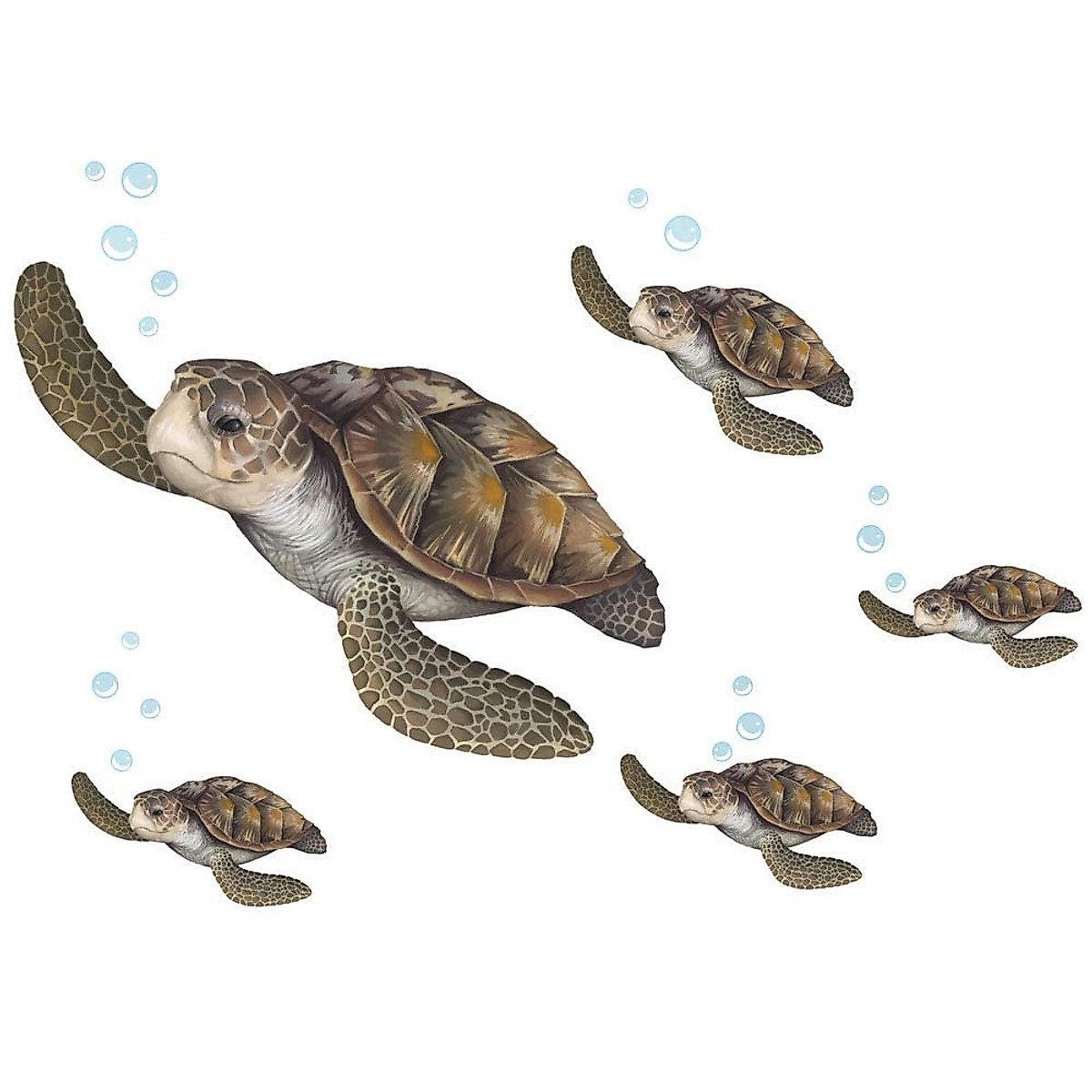 Sea Turtle Wall Decals for Kids Room Decor Bundle Under The Sea Decoration Wall Stickers, Underwater Ocean Tortoise Beach Art for for Boys Girls Bathroom Bedroom Playroom