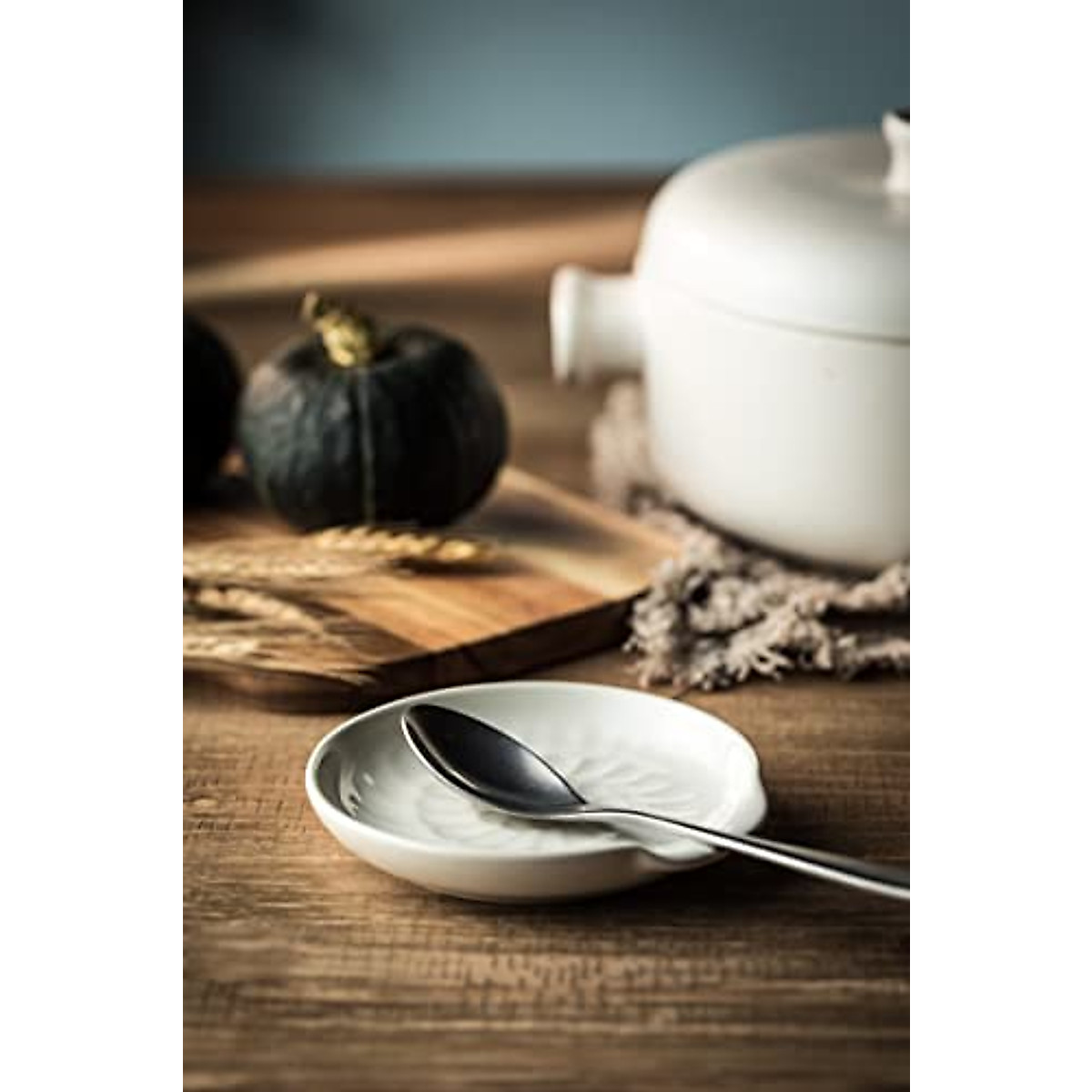 Porcelain Spoon Rest with Drip Tray for Multiple Utensils, Cooking&Large Stove Spoon Holder