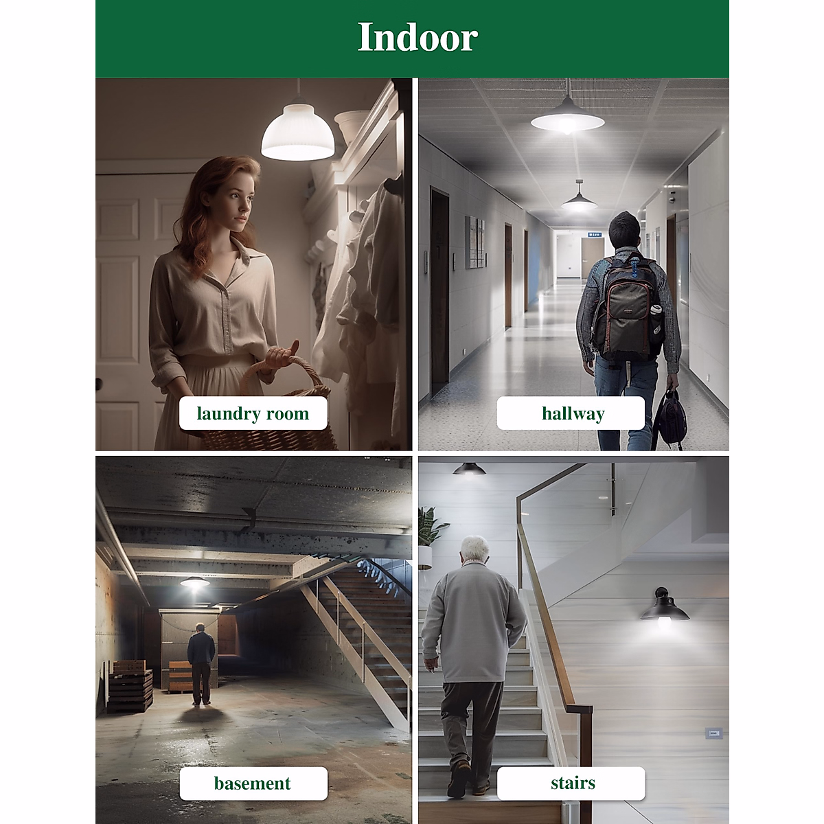 Motion Sensor Light Bulbs Outdoor, 9W (60 Watt Equivalent) 800LM, 4-Pack A19 Security LED Bulb 5000K Daylight White, E26 Motion Activated LED Bulb, for Front Door Porch Garage Basement Hallway