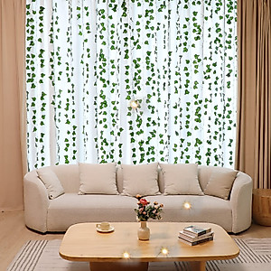 BLEUM CADE 6 Strands 42Ft Fake Vines for Bedroom with Fake Leaves, Hanging Artificial Greenery Garland Ivy Vines Fake Plants for St Patricks Day Christmas Wall Room Decor Aesthetic