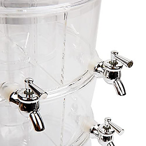 Mind Reader Beverage Dispenser with Ice Bottom 2 Tier 4 Section Stackable Holder with Lids, 10.15″ L x 10.15″ W x 13.75″ H, Clear