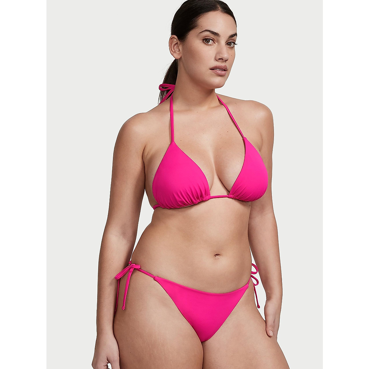 Victoria's Secret Mix-and-Match Cheeky String Bikini Bottom, Swimsuit for Women, Pink Moderate Coverage Bathing Suit Bottoms for Women, (XL)