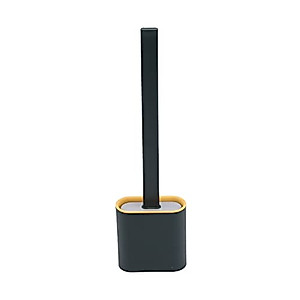 Silicone Toilet Brush Flat Head Flexible Soft Bristles Brush with Holder Set Cleaning Brush for WC Accessories Bathroom Accessories (Color