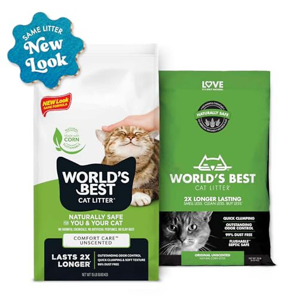 WORLD'S BEST CAT LITTER Comfort Care Unscented, 8-Pounds - Natural Ingredients, Quick Clumping, Flushable, 99% Dust Free & Made in USA - Long-Lasting Odor Control & Easy Scooping