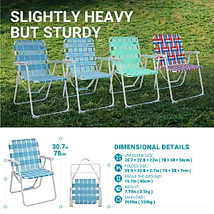 #WEJOY 2 Pack Folding Webbed Lawn Beach Chair,Heavy Duty Portable Chairs for Outside with Hard Arm,Carry Strap for Outdoor Camping Garden Concert Festival Sand Picnic BBQ