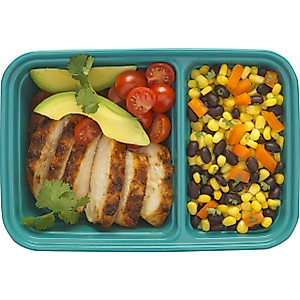 GoodCook Meal Prep Rectangle Two Compartment 60-Piece, Teal, Made without BPA