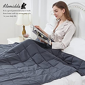 Alomidds Weighted Blanket (60"x80",15lbs Queen Size Grey), Weighted Blankets for Adults and Kids, Cooling Breathable Soft Heavy Blanket Microfiber Material with Glass Beads