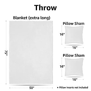 Ocomfly Throw Blanket and Pillow Set - Premium Fleece Blanket with Matching Square Pillow Covers. Soft, Warm, and Stylish. Throw Pillow Set and Throw Blanket for Couch or Bed. White Throw Blanket Set