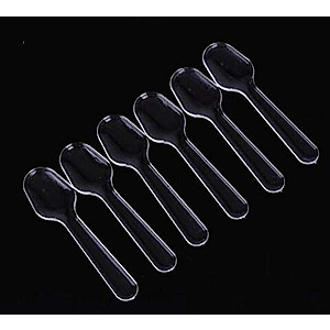 500Pcs 3 Inch Clear Mini Plastic Spoons Disposable Tasting Spoon Scoops for Dessert Ice Cream Appetizer Cake Spices Food Supply