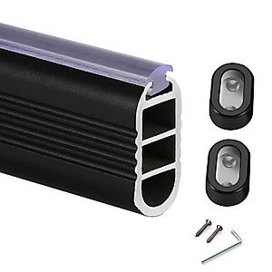 Metal Oval Closet Rods with Bracket Kits, Wall Mounted Detachable Hanging Clothing Pole for Wardrobe & Laundry Corner, Load 100KG, Aluminum (Color : Black, Size : Rod Long 60cm/23.6 in)