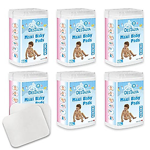 DESTALYA Baby Cotton Pads for Diaper Change - Large Cotton Squares for Sensitive Skin - Disposable Cleansing Wipes - Soft Washcloths for Personal Care, Makeup Removal (Maxi Pads 360)