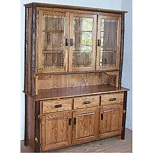 Three Door Oak Hutch With Hickory Trim