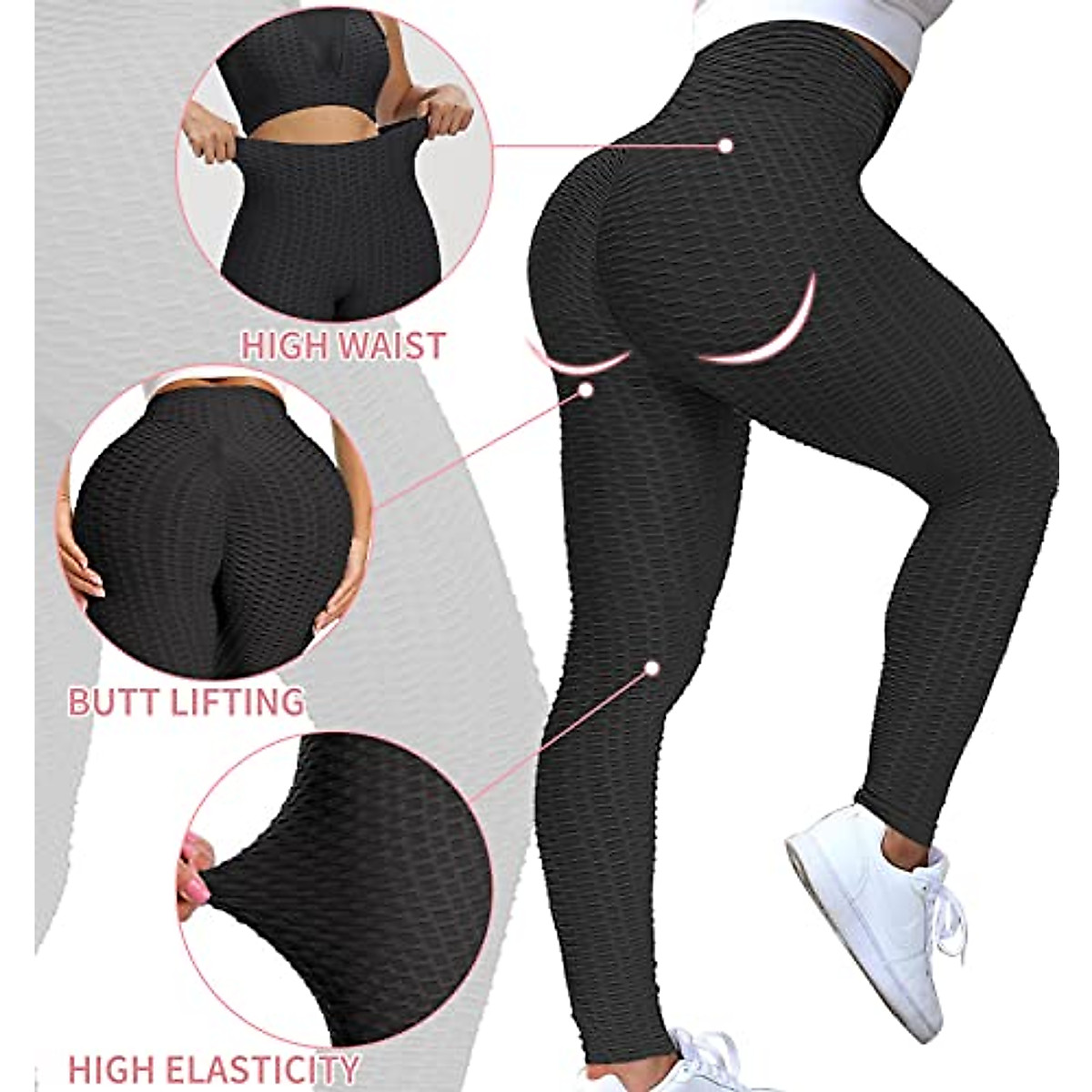 Murandick Booty Butt Lifting Leggings for Women Scrunch High Waist Textured Yoga Workout Pants