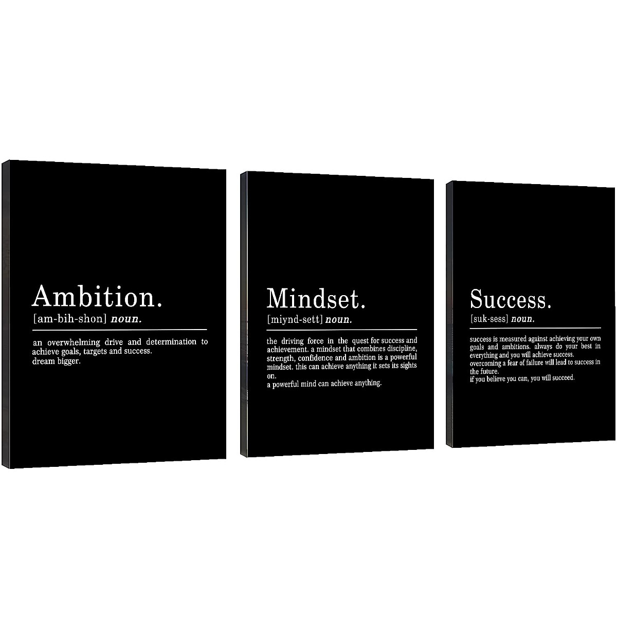 Inspirational Canvas Painting Wall Art -EPHANY ART,Mindset Quotes Prints, Success Framed Entrepreneur Poster Positive Quotes Wall Poster for Home Office Workplace (M-3pcs,12x16inchx3pcs)