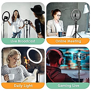 Eicaus 10'' Selfie Ring Light with 62'' Tripod Stand, Phone Ringlight with Remote and Phone Holder, Lighting for Video Recording Compatible with iPhone/Android