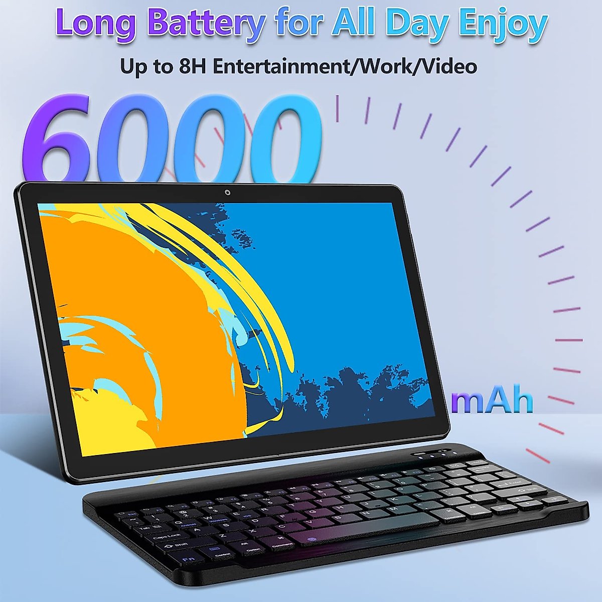 𝟮𝟬𝟮𝟒 𝗟𝐚𝐭𝐞𝐬𝐭 Tablet 10.1" Octa-Core Android 11 Tablet, 64GB Storage Tablet with Keyboard, Stylus Pen, Dual 13MP+5MP Camera, WiFi, Bluetooth, GPS, 512GB Expand Support, IPS Full HD Display