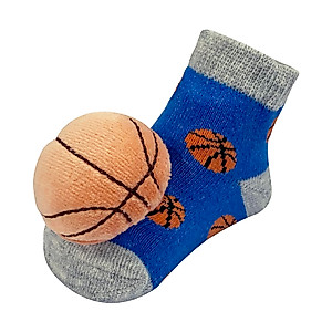 PUPPET Baby Boy Rattle Socks for 0-6 Months Sports Themed Set Baseball Rugby Basketball