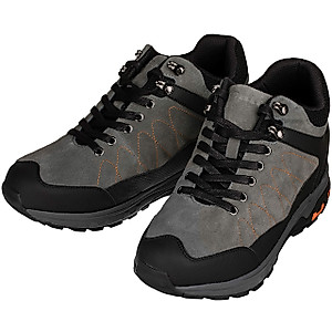 CALTO Men's Invisible Height Increasing Elevator Shoes - Grey Suede/Mesh Lace-up Hiking Boots - 3.2 Inches Taller - H75472 - Size 10 D(M) US
