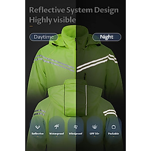 CREATMO US Mens Waterproof Windbreaker Rain Jacket Lightweight Hooded Raincoat Water Resistant Cycling Jackets Yellow 3XL