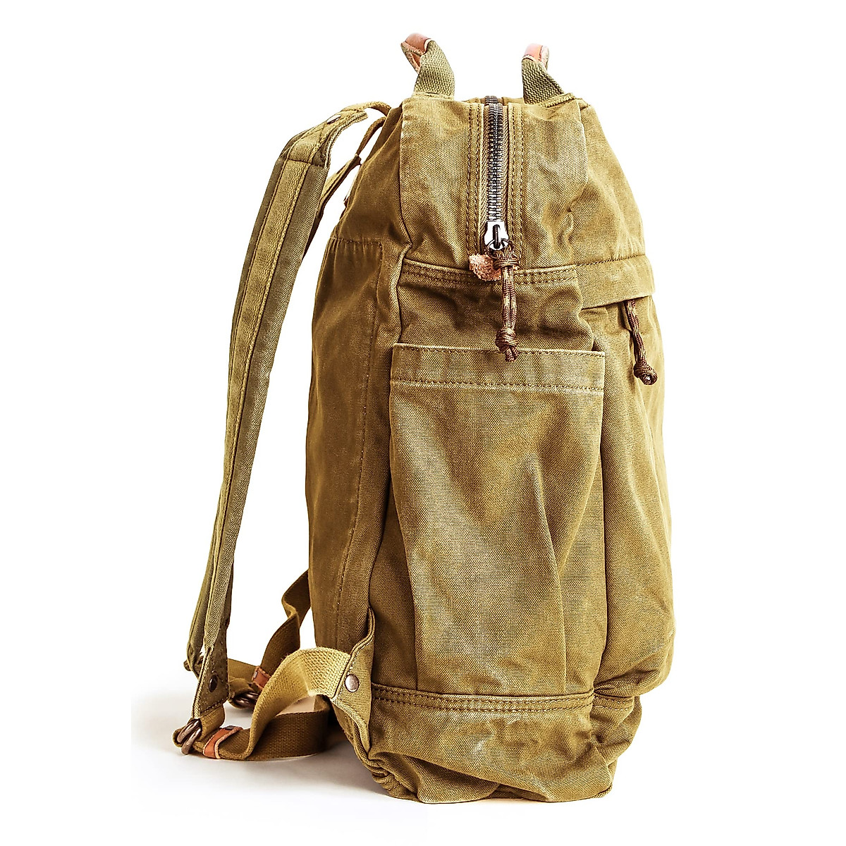 Gootium Canvas Backpack for Women Vintage Style Zipper Bag Men's Casual Daypack Cloth Outdoor Travel Rucksack, Khaki