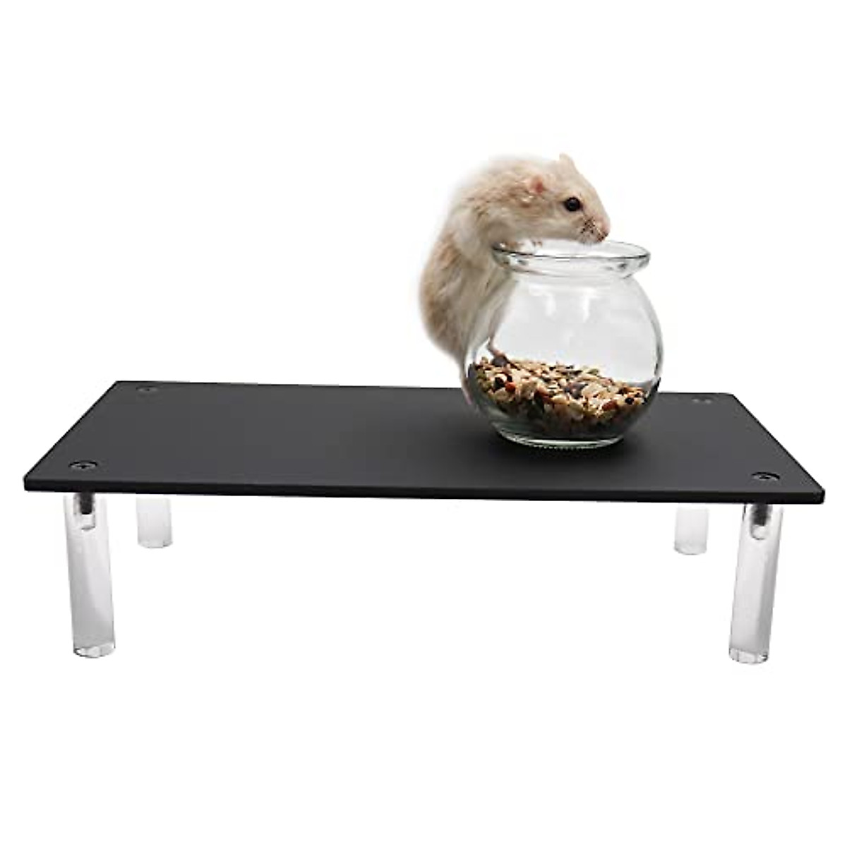 Small Animals Stand Platform, Hamster Play Platform, Acrylic Rats Stand Platform Toys, Cage Accessories for Hamsters Rats Chinchillas Sugar Glider Guinea Pig Bird(11×5.9×2.8 Inches)