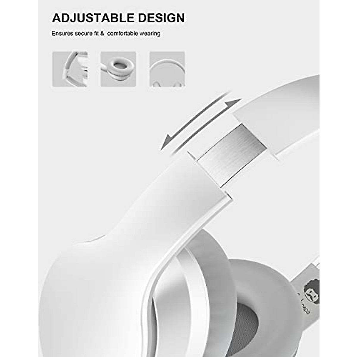 rockpapa E7 Over Ear Wireless Bluetooth Headphones with Mic Include Travel Case, Foldable Wired/Wireless Headphones with Microphone for Kids Childrens Boys Girls Teen Youth Adult White Grey