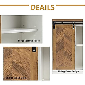 Farmhouse Coffee Bar Cabinet, Kitchen Sideboard Buffet Cabinet with Sliding Barn Door, Bathroom Storage Cabinet, Buffet Cabinet for Dining Room Living Room