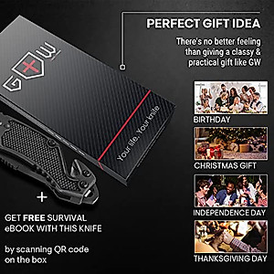 2,95” Serrated Blade Pocket Knife - Black Folding Knife with Glass Breaker and Seatbelt Cutter - Small EDC Knife with Pocket Clip for Men Women - Sharp Tactical Camping Survival Hiking Knives 6680