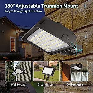 kadision 150W LED Parking Lot Lights Outdoor Area Lights, 19500lm 5000K 100-277V IP65, Adjustable Trunnion Mount LED Flood Light with Photocell, ETL Listed