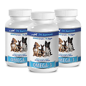 PET SUPPLEMENTS Protein Dog Treats - Omega 3 - Advanced Complex - Health & Wellness - for Dogs - Dog Joint Supplement - 3 Bottle (540 Softgels)