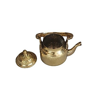 Handmade Pure Brass Hammered Tea Kettle Teapot, Cooking & Serving Pot, Coffee KettleBrass Dining Set, Christmas Gift,Capacity - 350 ML(6" inches) 100% Pure Brass, By TSSI Handicraft