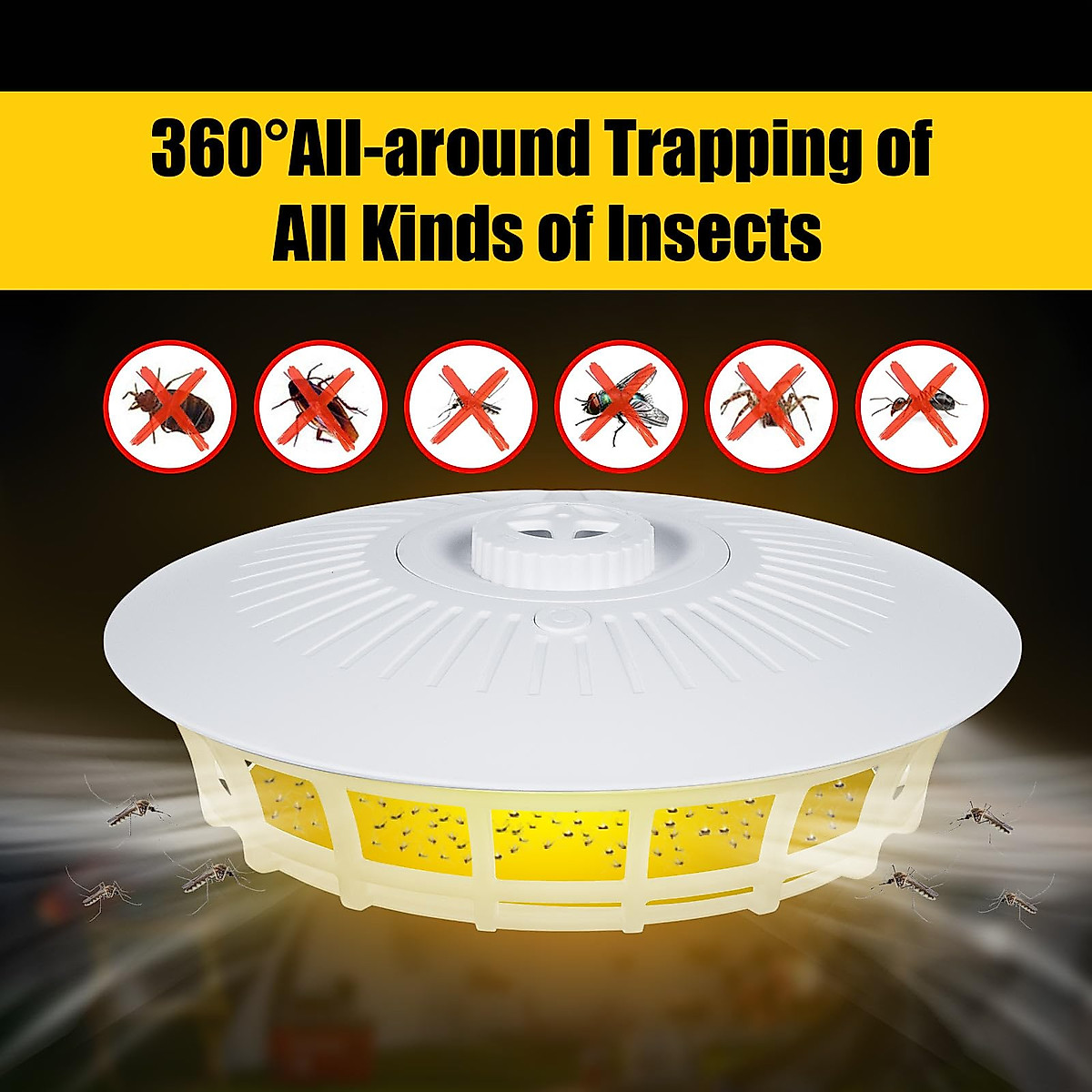 2 Pack Flea Traps for Inside Your Home with 10 Sticky Refill Discs & 4 LED Light Modes Flea Light Trap for Indoor, Harmless & Friendly to Pets & Kids Pest Trapper for Fleas, Flies, Mosquitoes, Moths