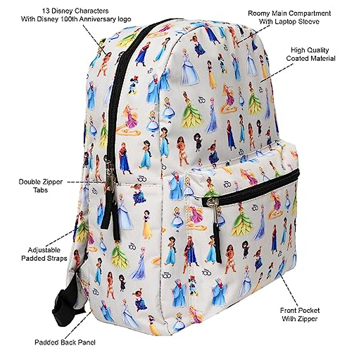 Disney 16" Laptop Backpack Cargo Pocket D100 Princess Minnie Mouse AOP