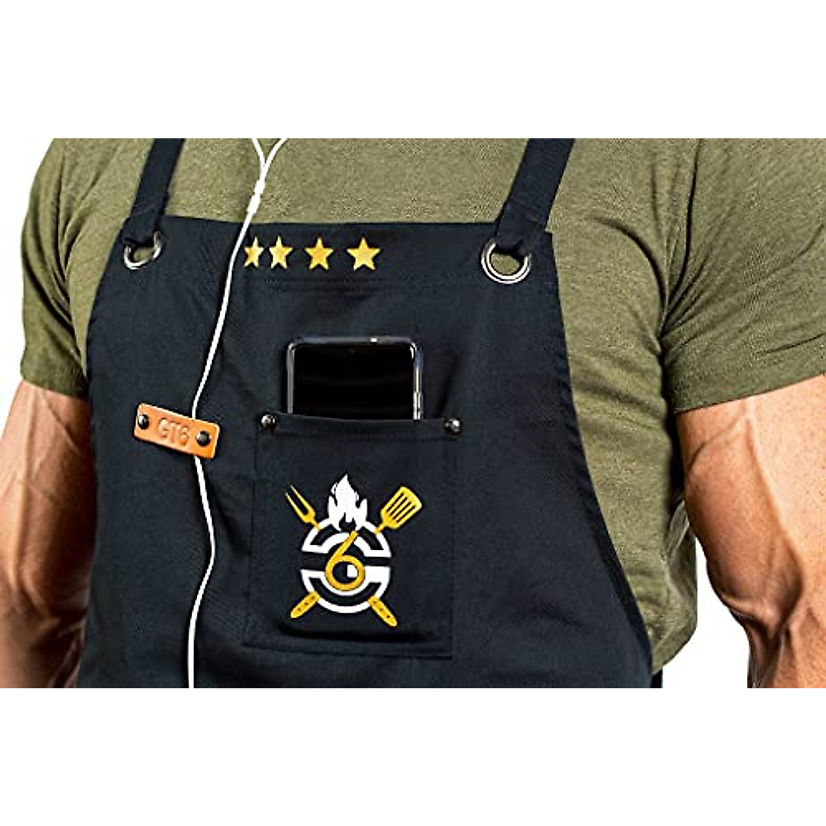 GRILL TEAM SIX BBQ Aprons for Men Ultra Tough Elite Chef Apron with 5 Pocket Design - Perfect Grilling Gifts for Men and Dads