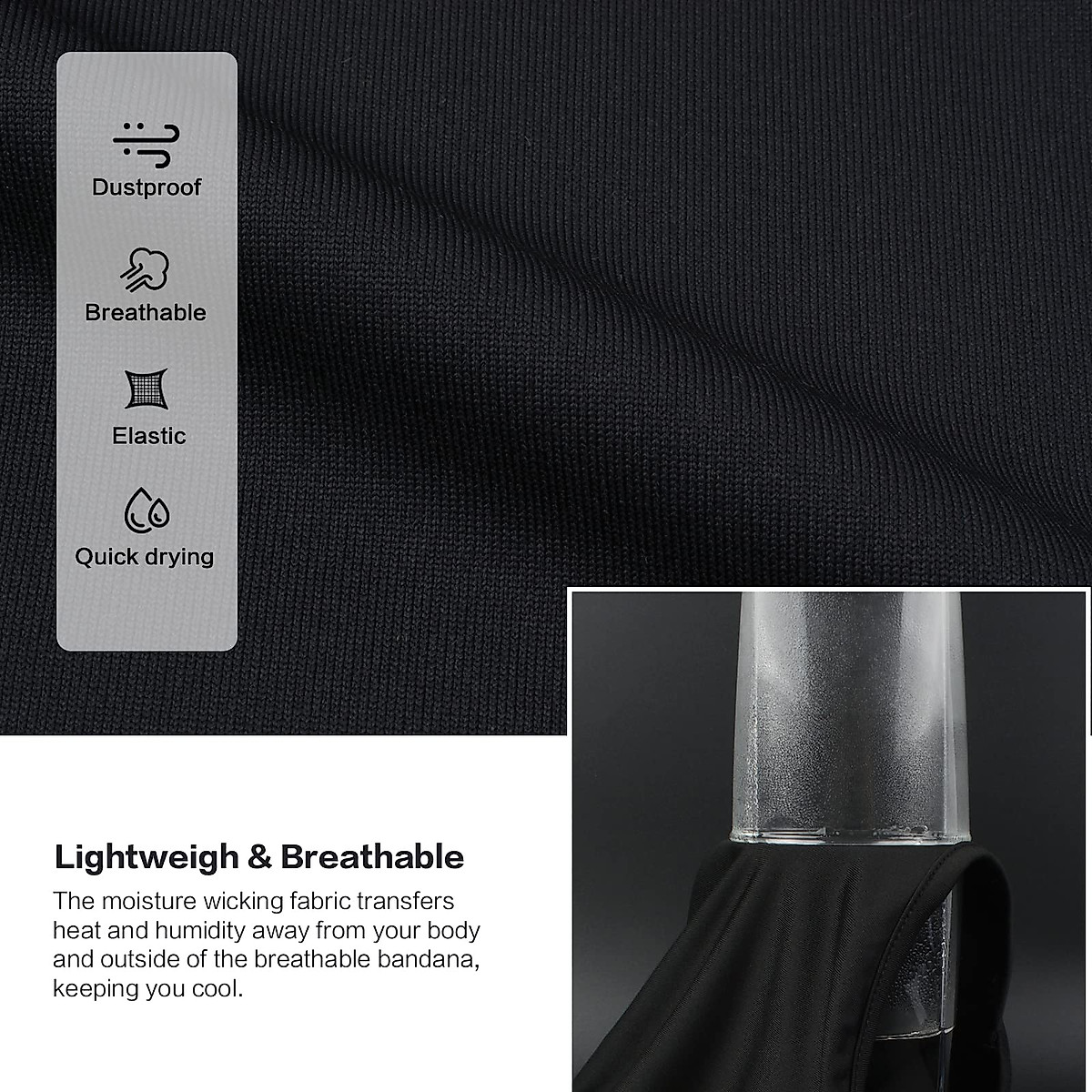 SUNLAND Black Balaclava Face Mask Racing Head Sock Summer Cooling Neck Gaiter Breathable Hood Ski Scarf Motorcycle Under Helmet 3 Pack